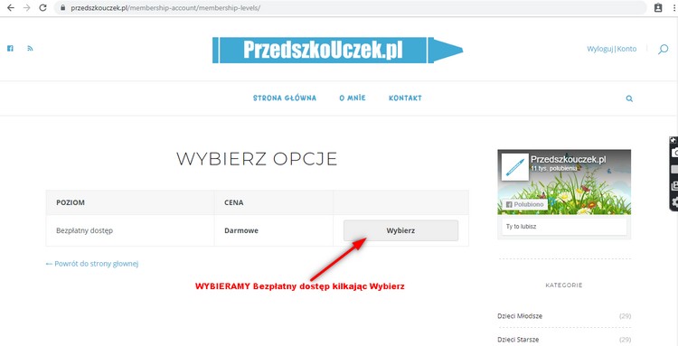 JAK ZALOGOWAĆ SIĘ PRZEZ FACEBOOK | przedszkouczek.pl